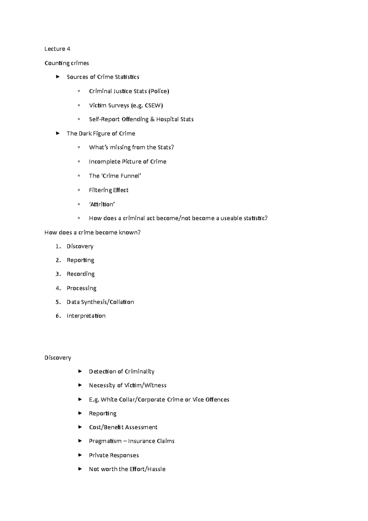 Lecture 4 - Copy - Lecture 4 Counting crimes Sources of Crime ...