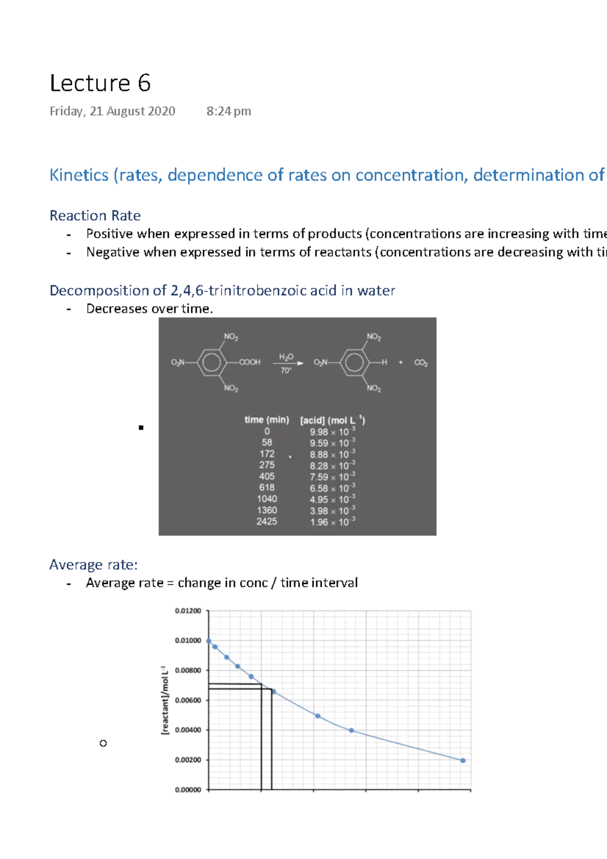 Lecture 6 - Kinetics (dependence of rates of concentration) - Kinetics ...