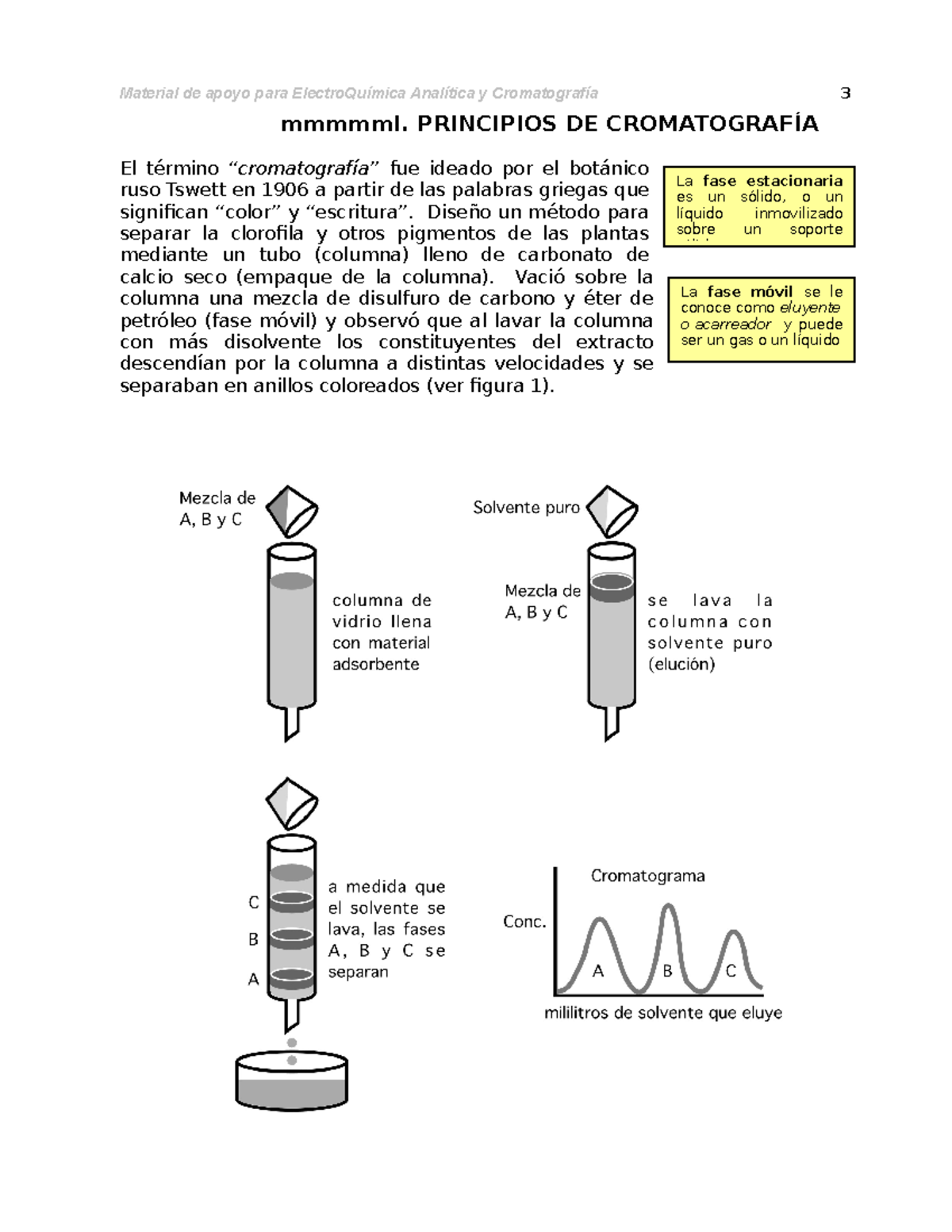 1.1 Introduccion a Cromatografia - La fase estacionaria es un sólido, o un líquido inmovilizado ...