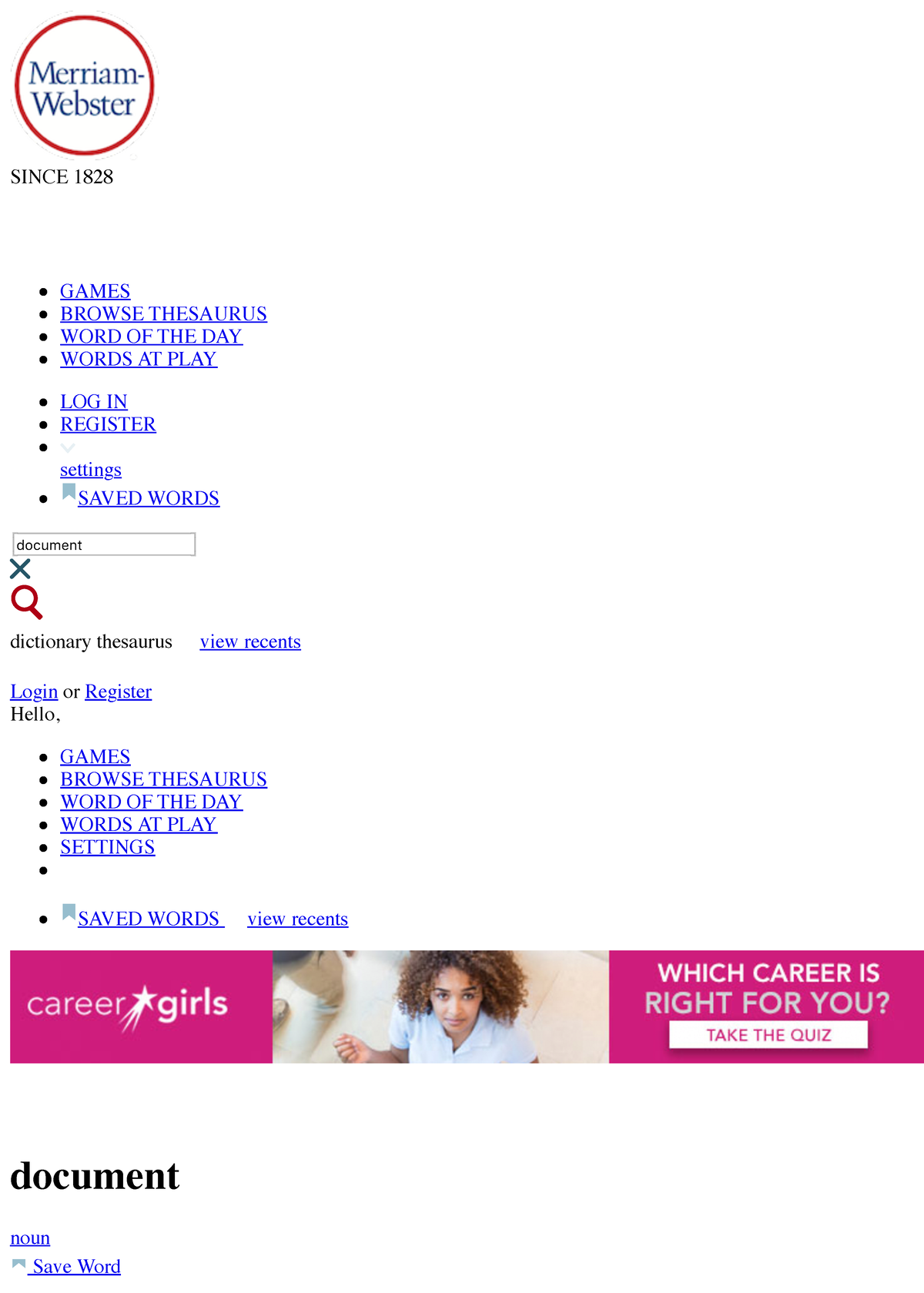 Document Definition of Document by Merriam-Webster - ####### SINCE 1828 ...