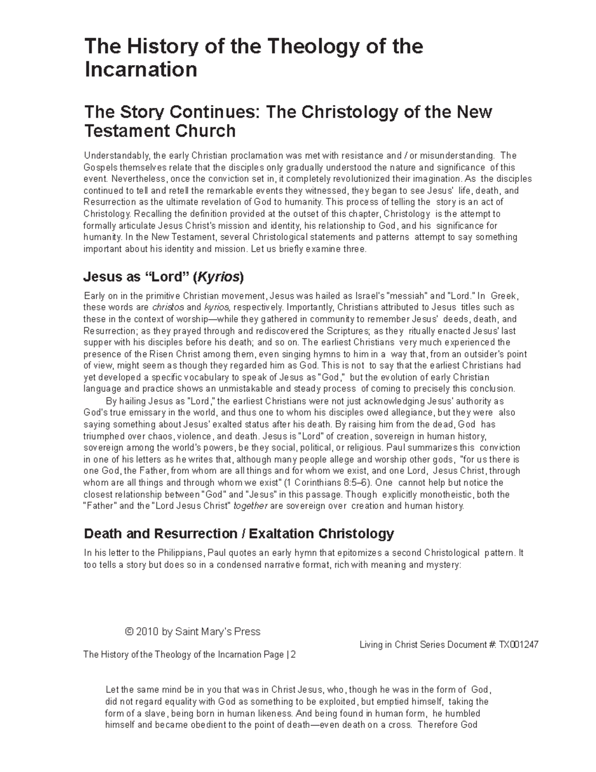 Background-History Theology of the Incarnation - The History of the ...