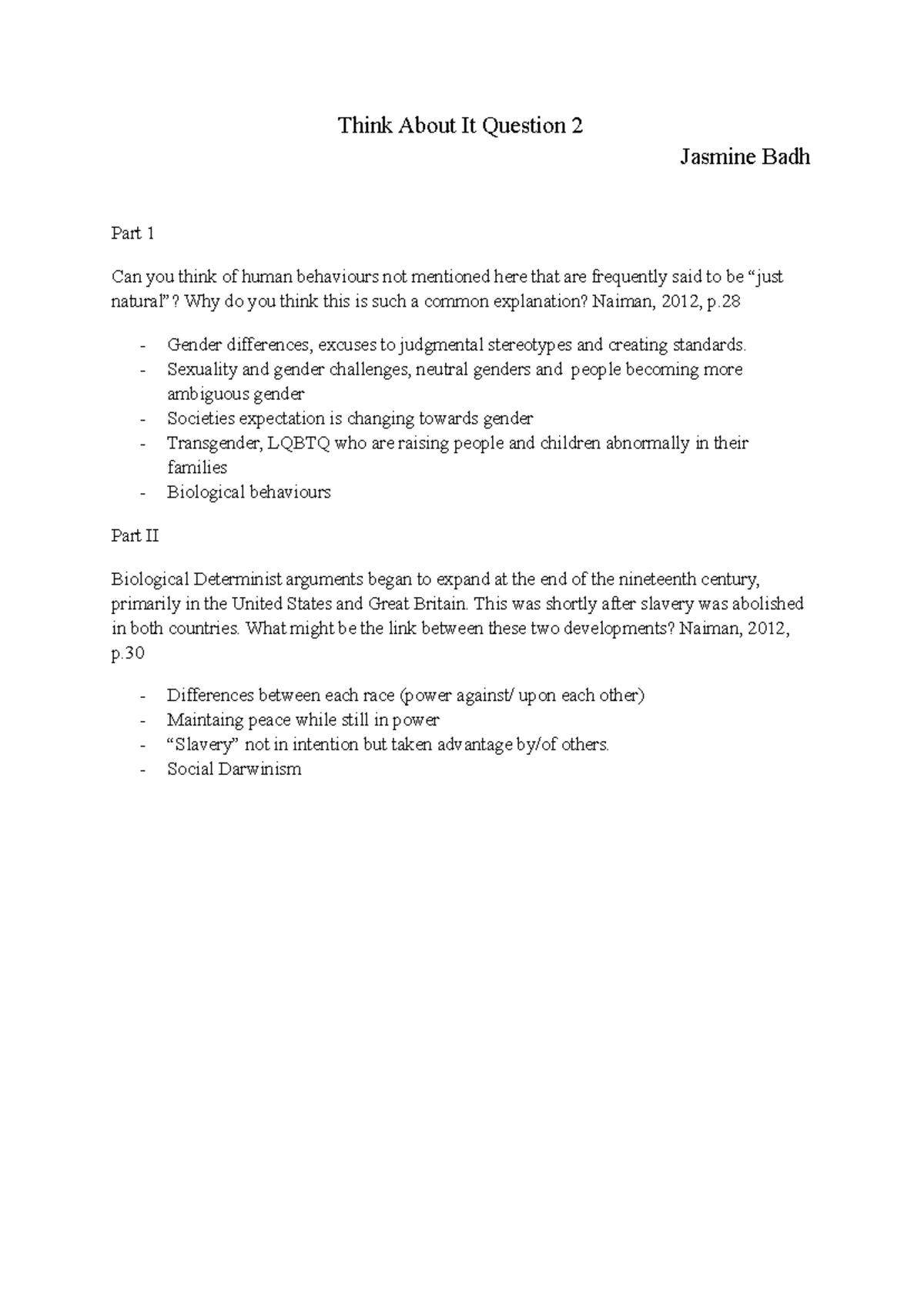 Think about it question 2 - Think About It Question 2 Jasmine Badh Part ...