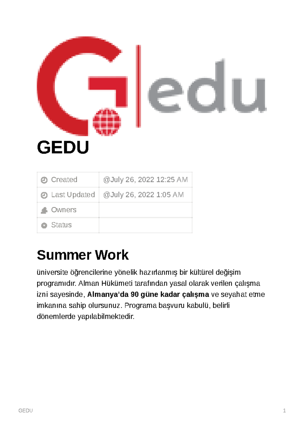 GEDU - Summary International Languages - GEDU Created Last Updated ...