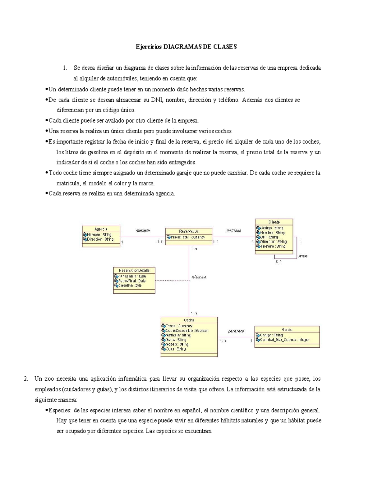 Ejercicios resueltos de diagramas de clases uml - Ejercicios DIAGRAMAS DE CLASES Se desea ...