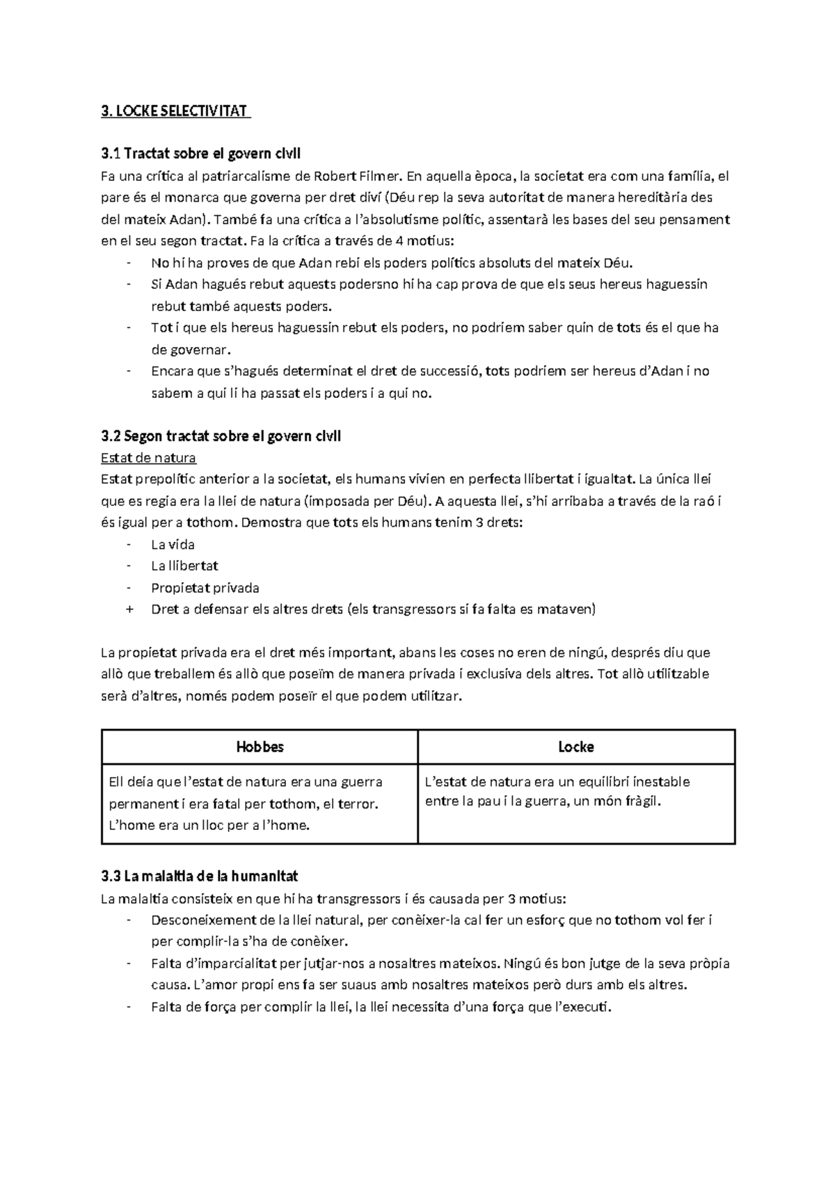 Locke Selectivitat - Apunts de classe - 3. LOCKE SELECTIVITAT 3 Tractat sobre el govern civil Fa ...