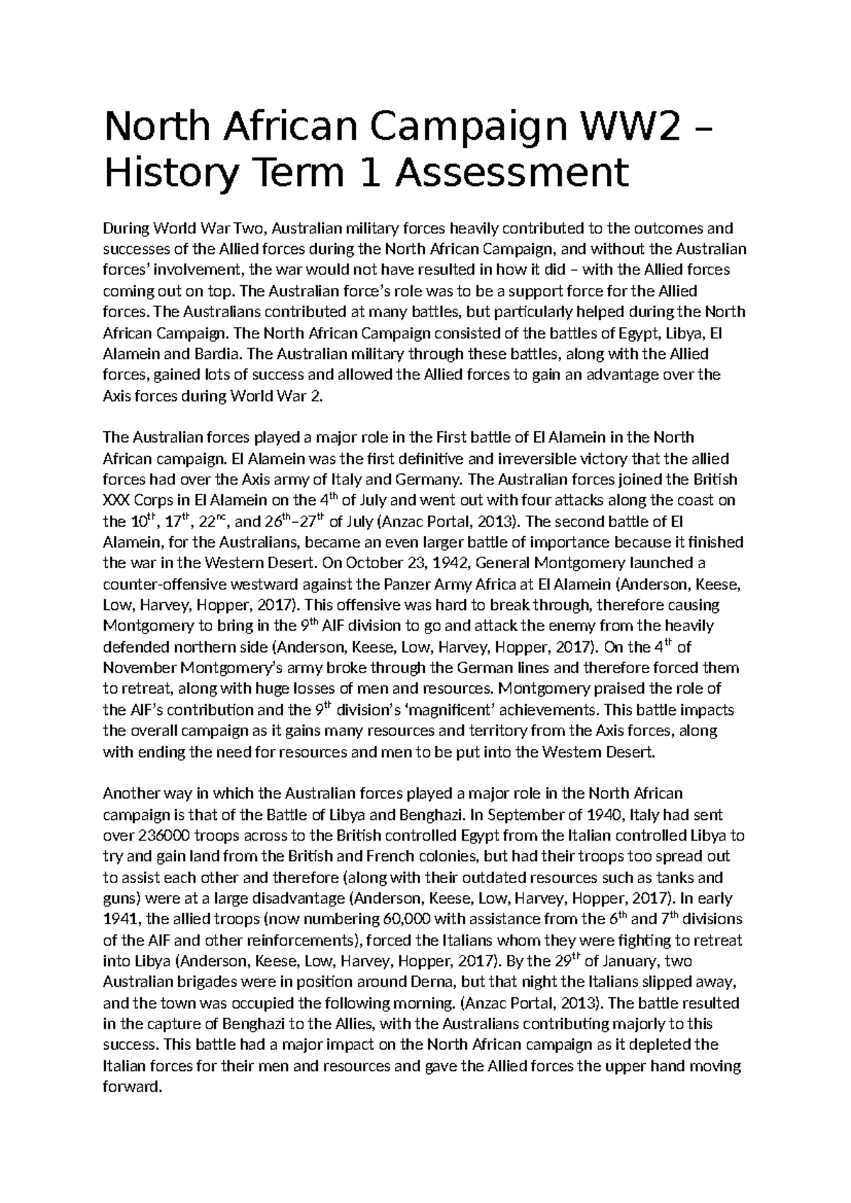 North African Campaign WW2 - The Australian force’s role was to be a ...