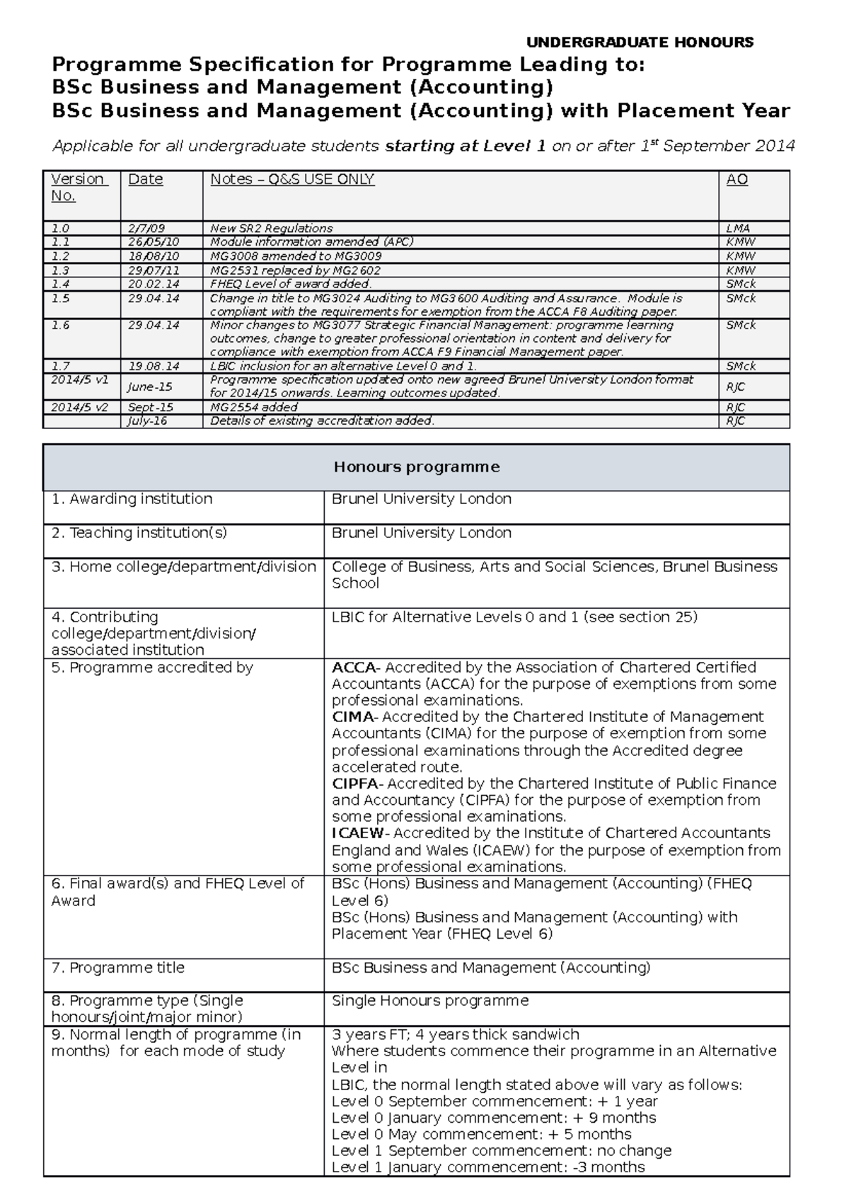 BSc Business and Management (Accounting) 2014-15 v2 - UNDERGRADUATE ...