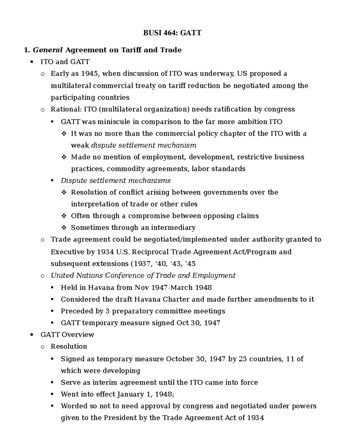 GATT overview - Ch1 - Essentials of International Business - BUSI464 ...