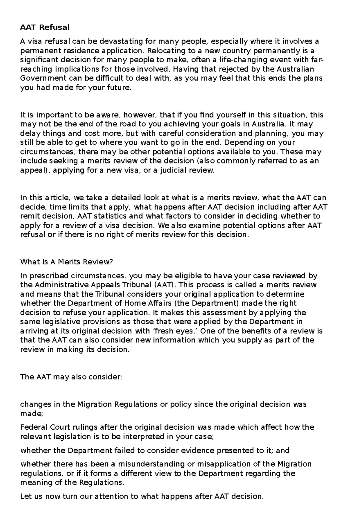 AAT FAQ's, What to do if refused - draft - AAT Refusal A visa refusal ...