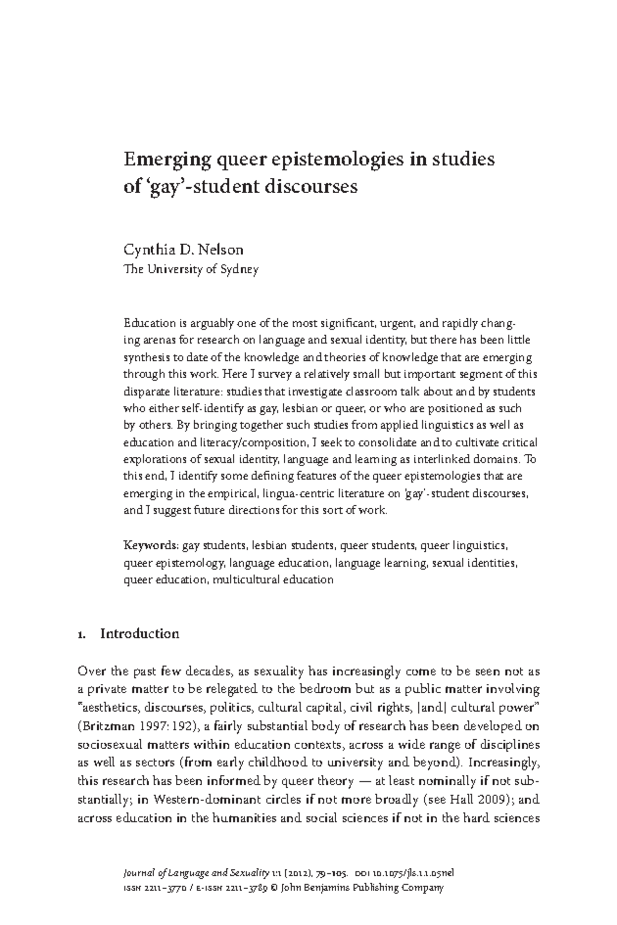 Emerging queer epistemologies in studies of ‘gay’-student discourses ...