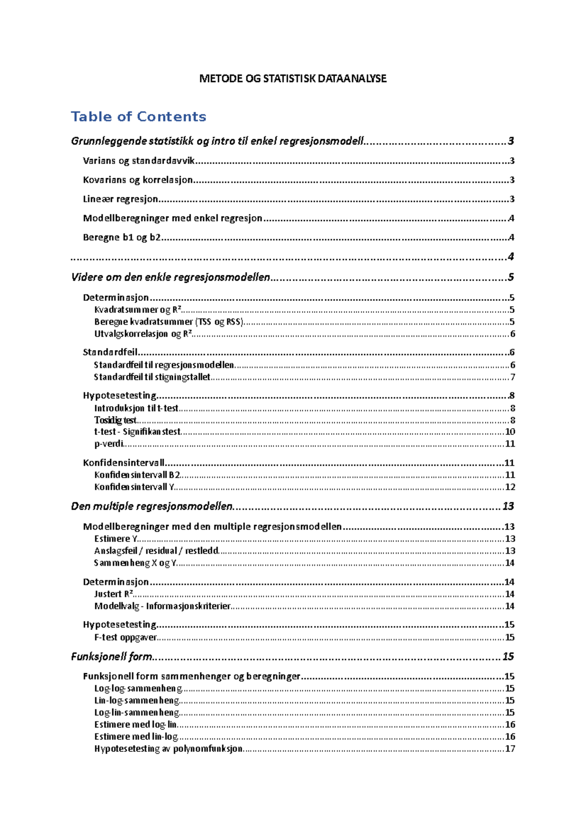 Metode OG Statistisk Dataanalyse - METODE OG STATISTISK DATAANALYSE ...