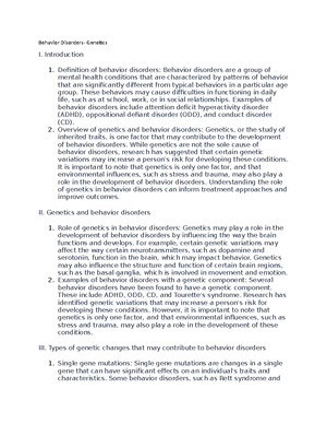 Behavior Disorder- Environment - Introduction Definition of behavior ...