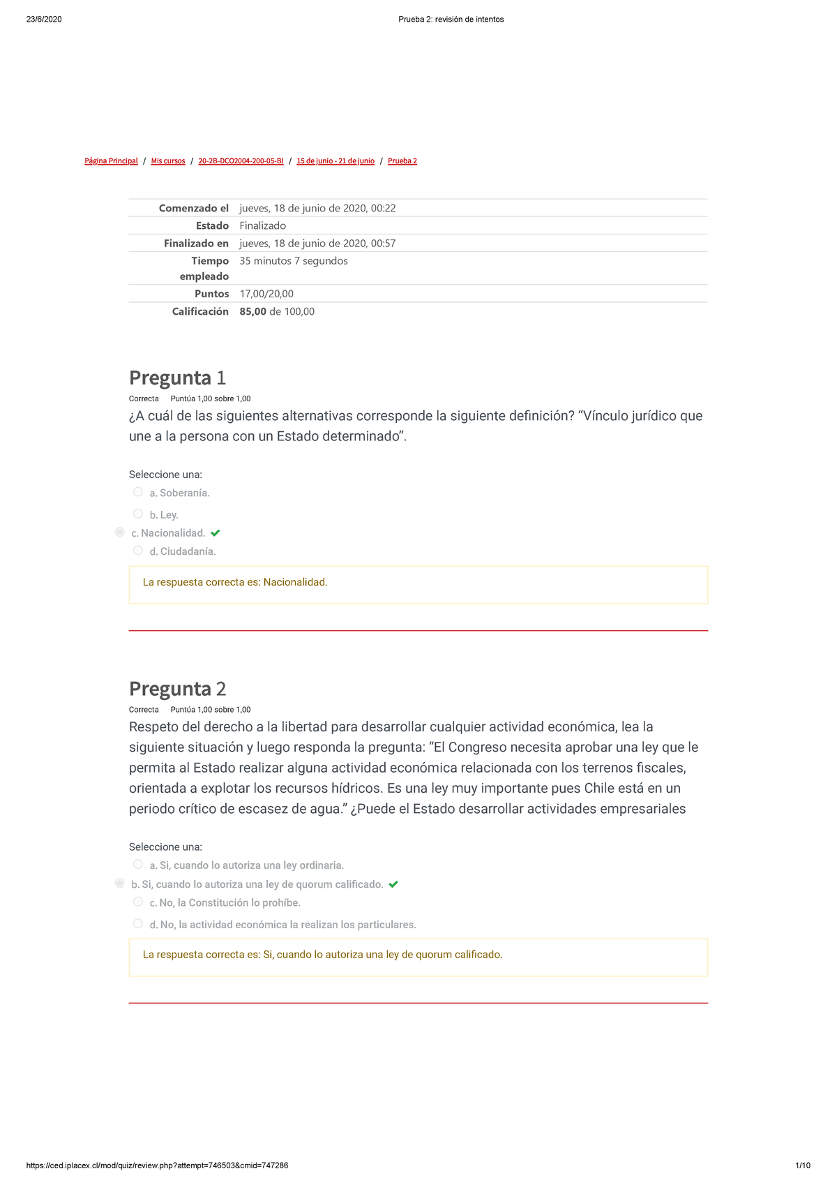 Prueba 1 85 - Primera y segunda semana - Página Principal / Mis cursos ...