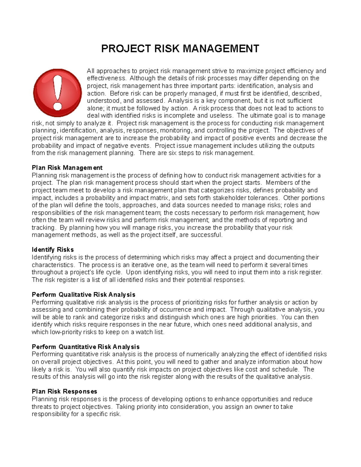 Project-risk-management - Probability and statistics module 4 - Studocu