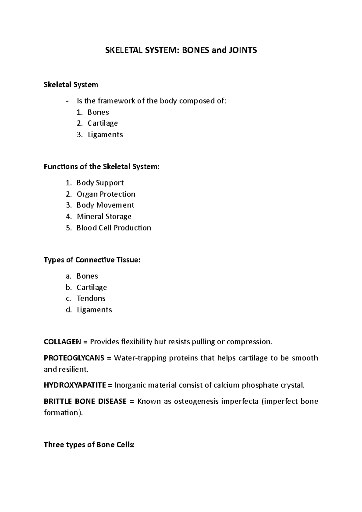 Skeletal- System - SKELETAL SYSTEM: BONES and JOINTS Skeletal System ...