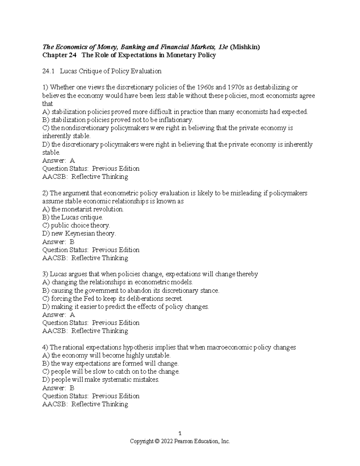 Chapter 24 - The Economics of Money, Banking and Financial Markets_13E ...