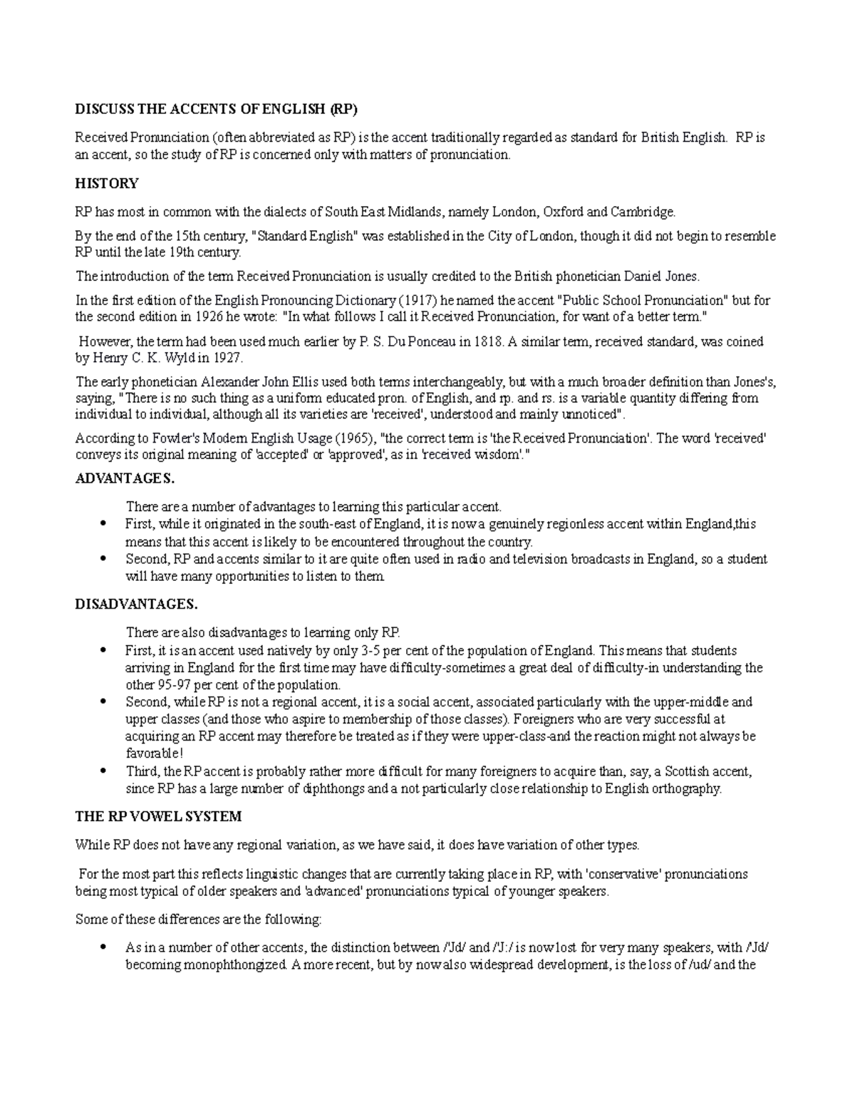 ict material for learning - DISCUSS THE ACCENTS OF ENGLISH (RP ...