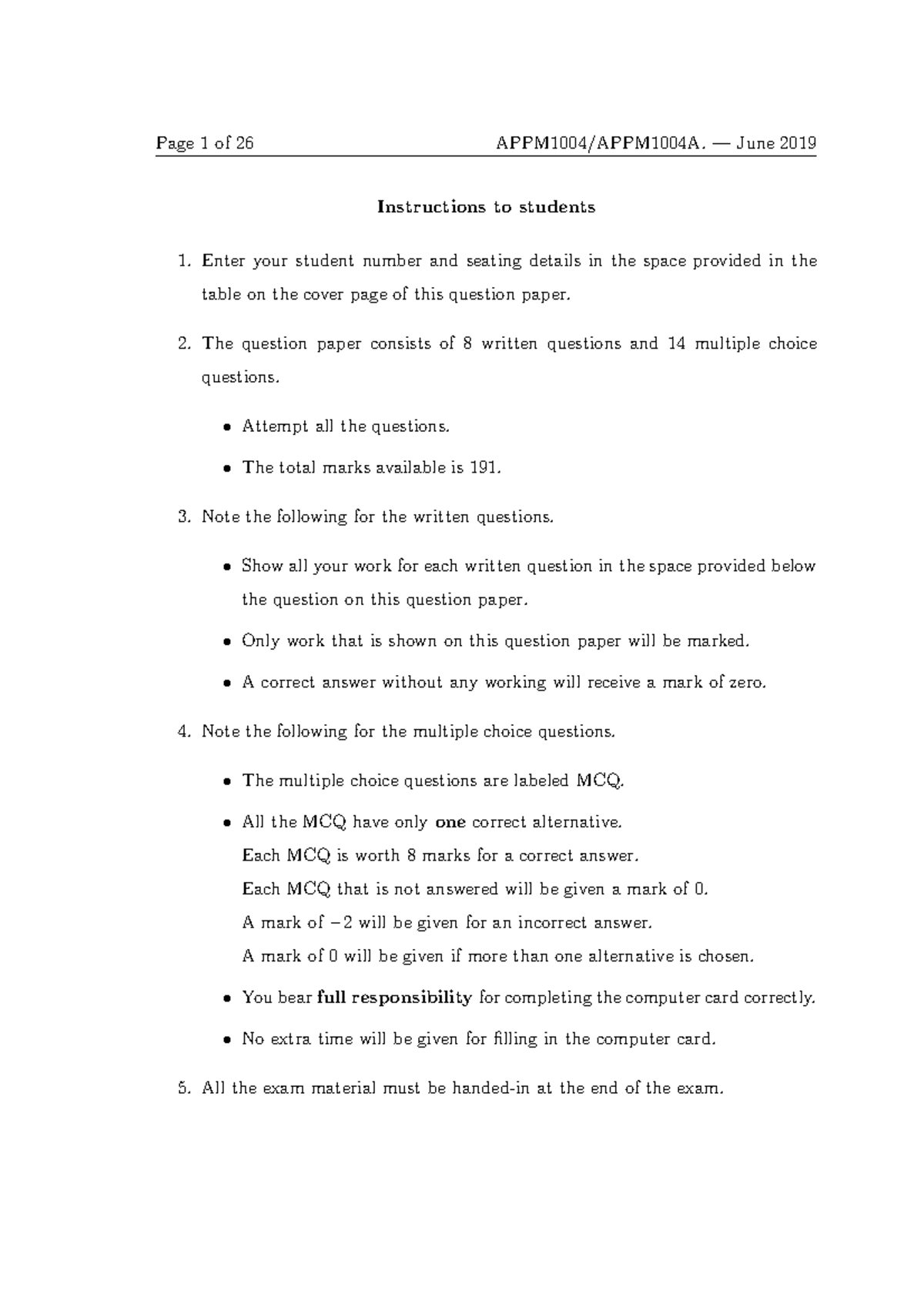 June2019 Question Paper - Instructions to students Enter your student ...