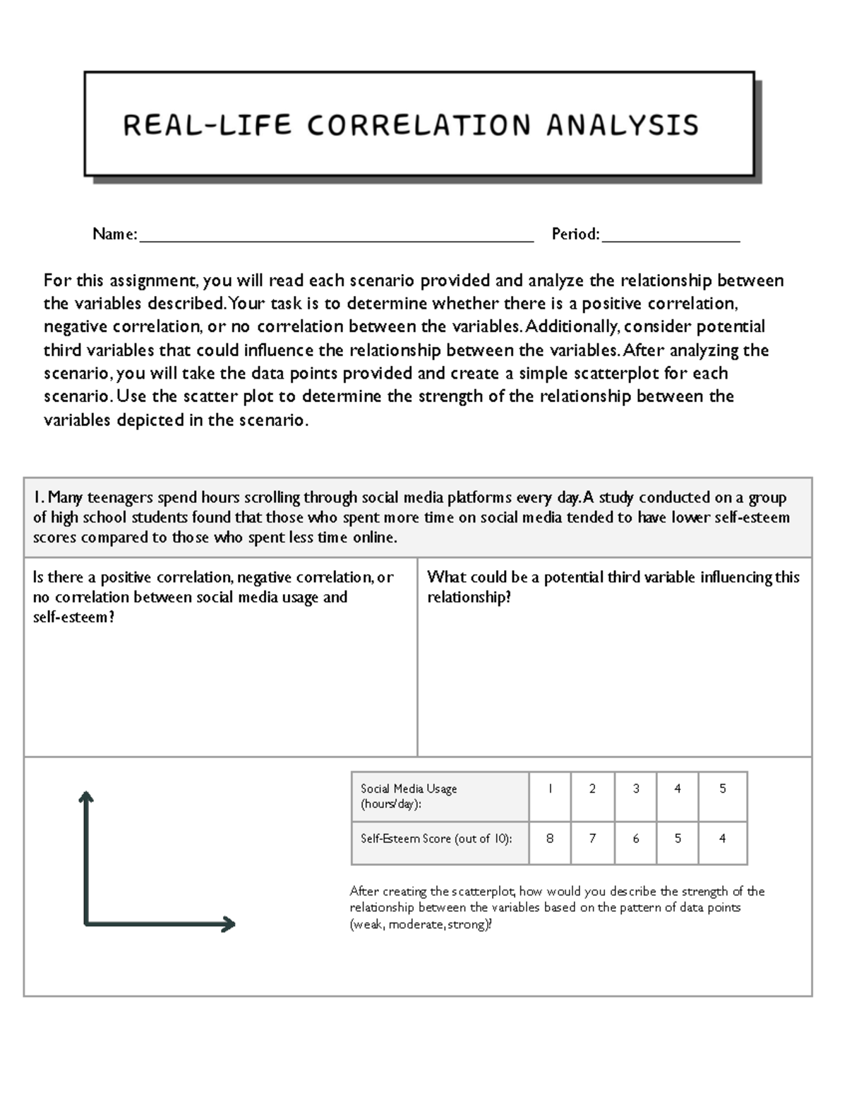 Student Copy of Real-Life Correlation Analysis - Name