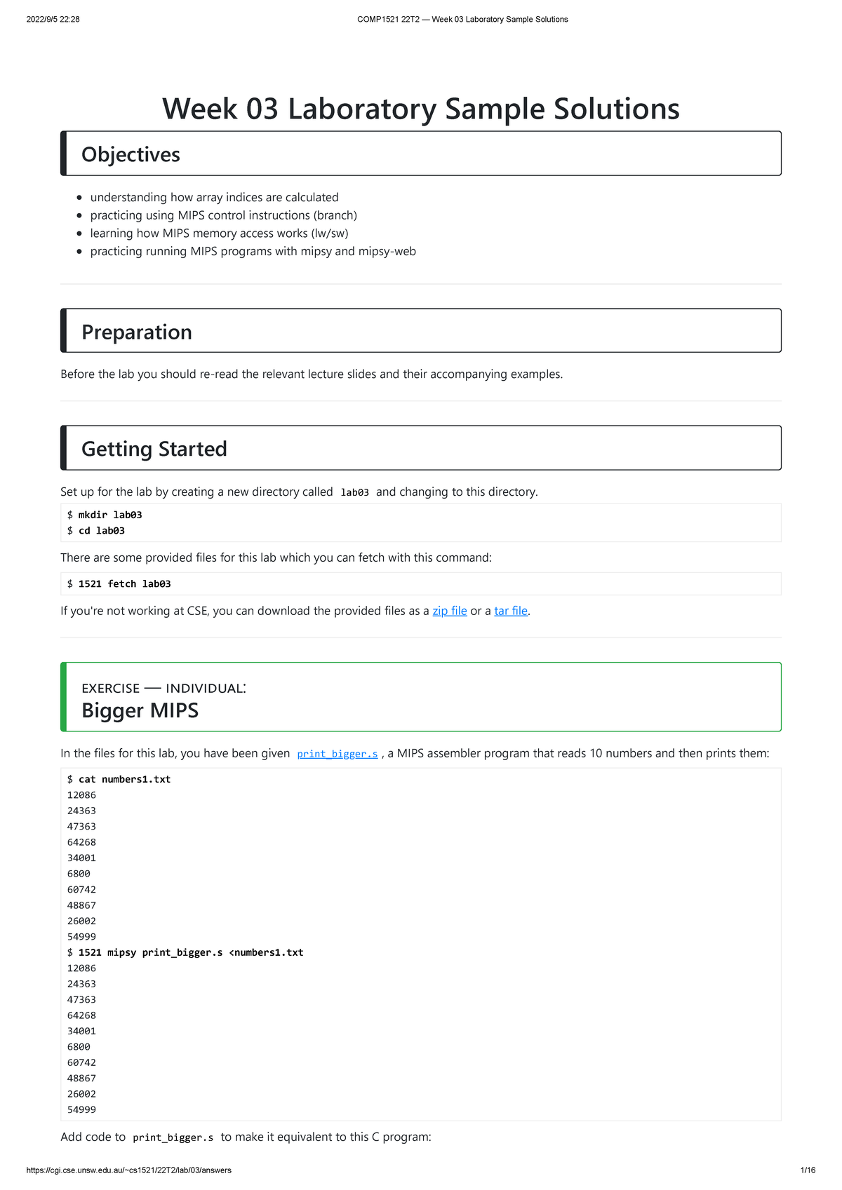 COMP1521 22T2 — Week 03 Laboratory Sample Solutions - Week 03 Laboratory Sample Solutions ...