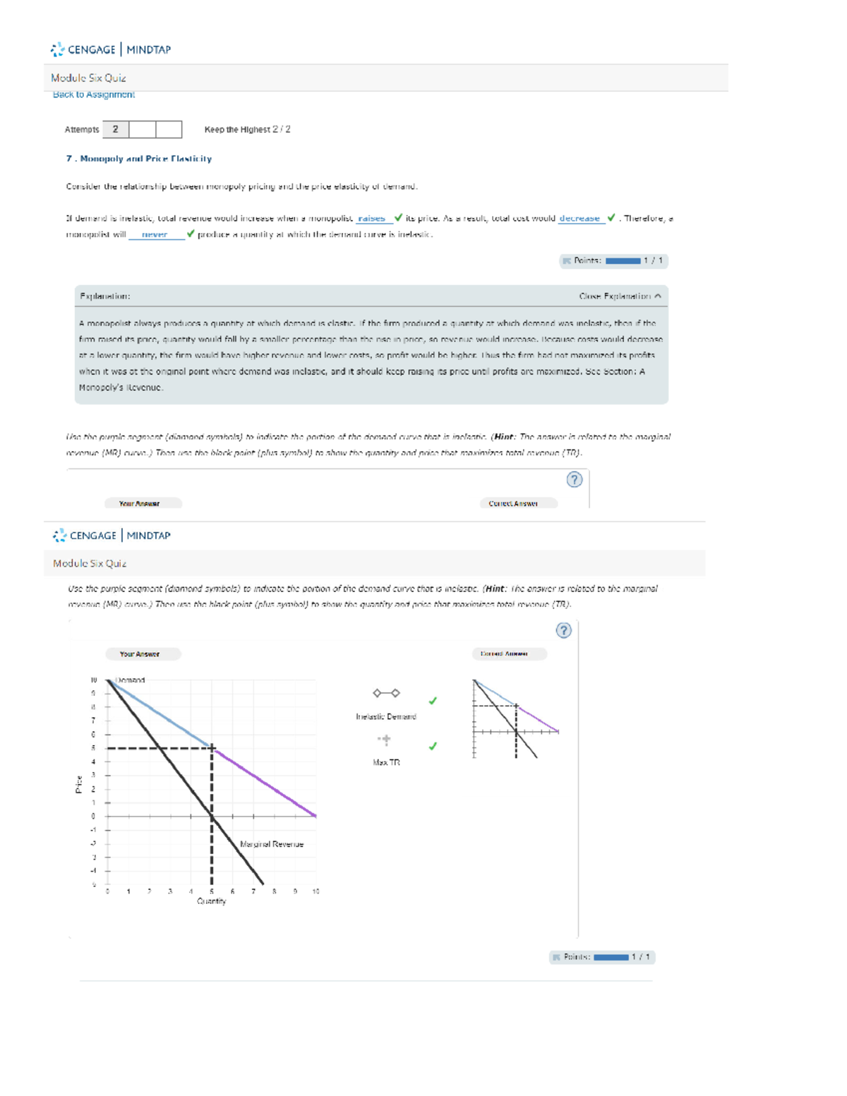 Eco Mod 6 Inelastic Demand - CENGAGE MINDTAP 4 Module Six Quiz Back to ...