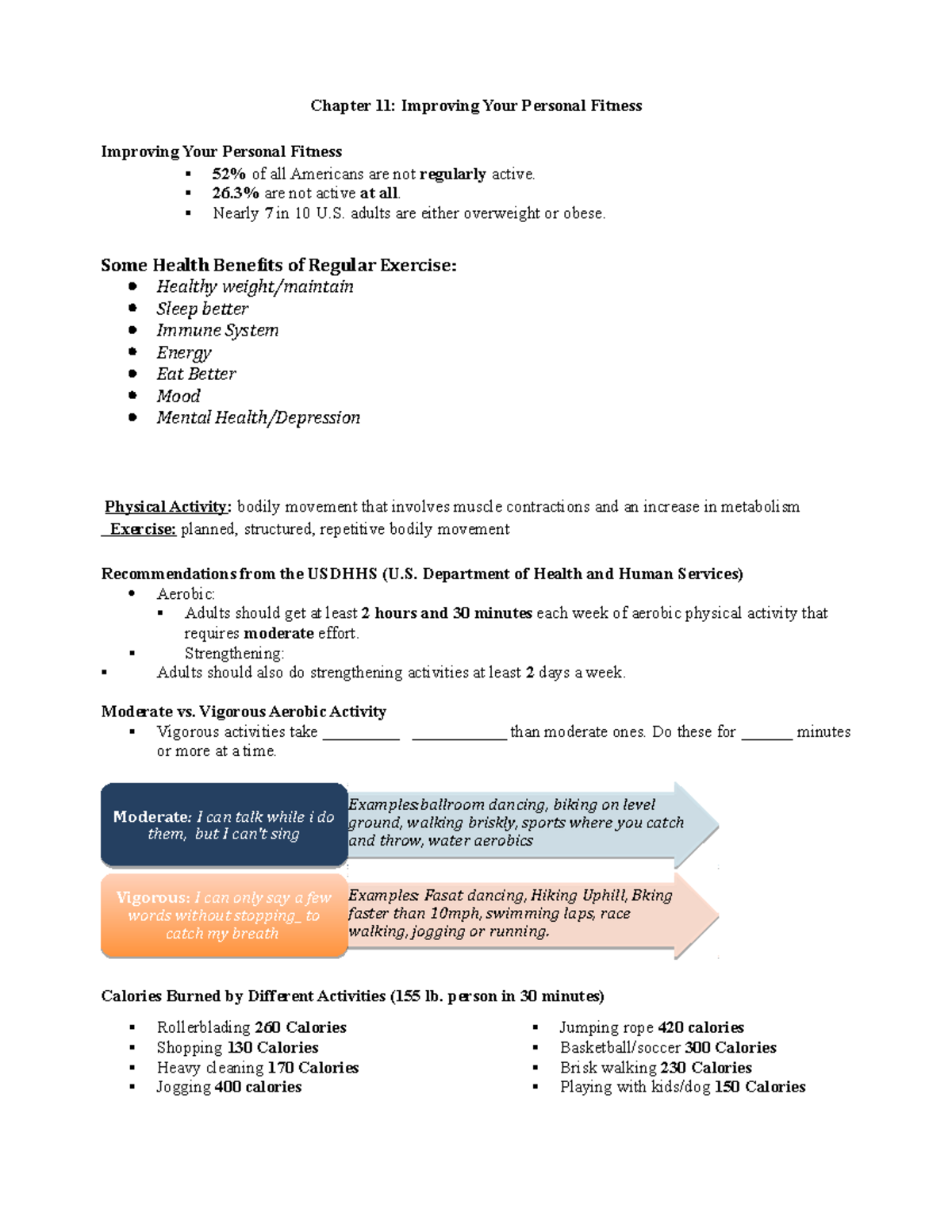 Ch 11- Personal Fitness Guided Notes - Chapter 11: Improving Your ...