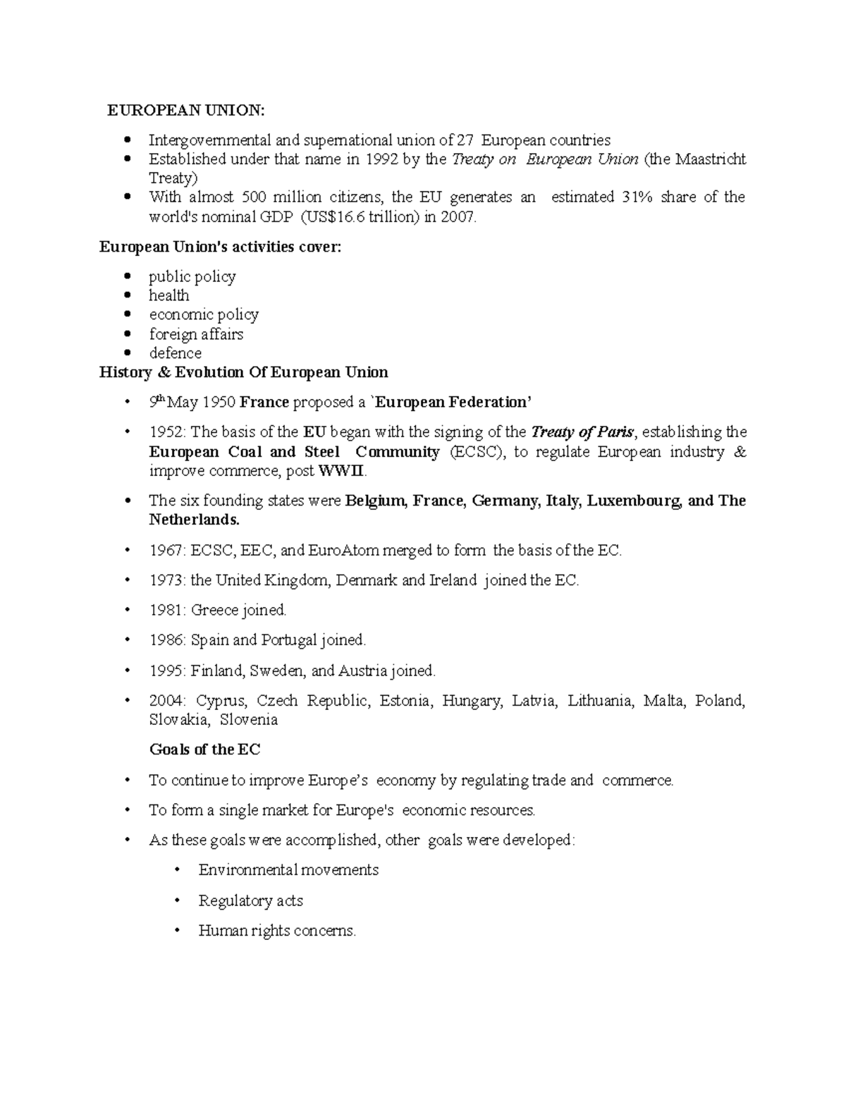 European Union - Lecture - EUROPEAN UNION: Intergovernmental and ...