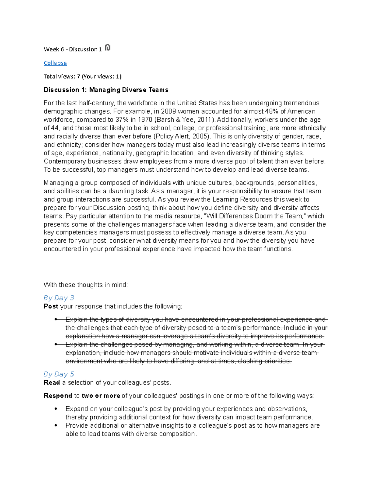 Week 6 Discussion post 1 - Studocu