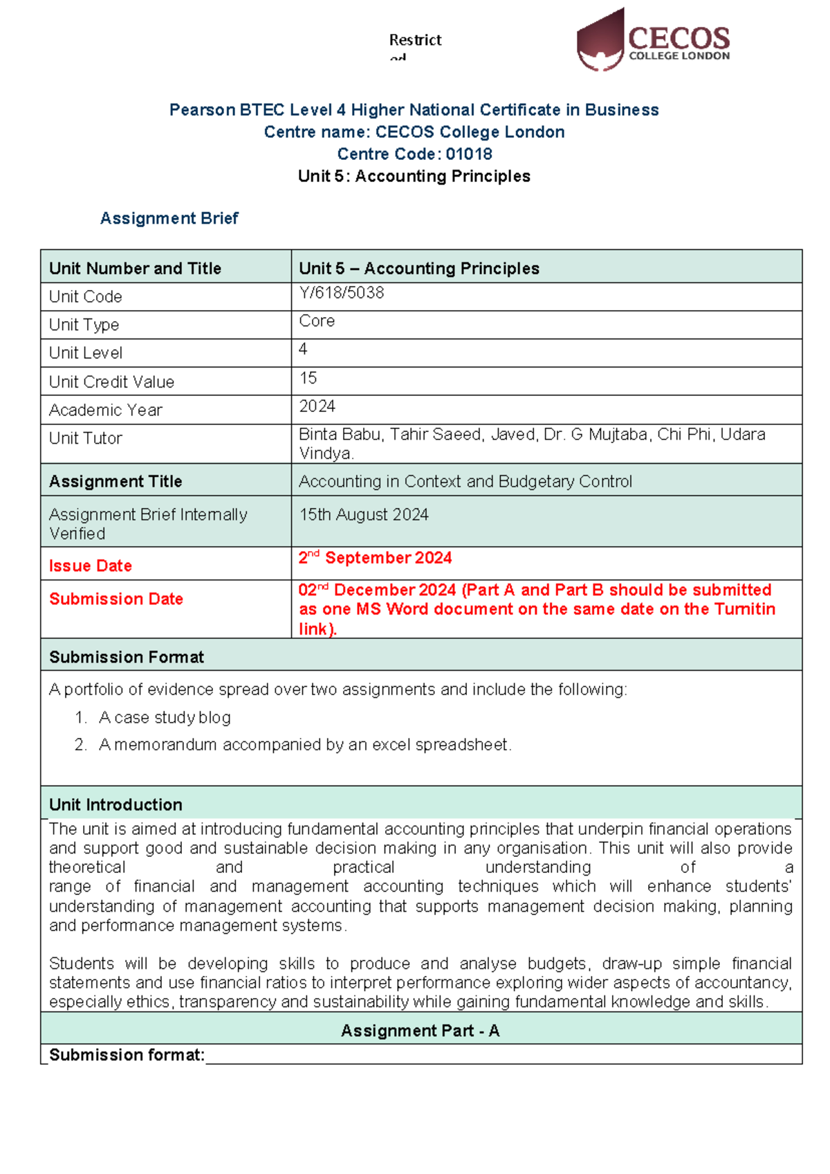 AP Assignment brief Sept 2024 - ed - Pearson BTEC Level 4 Higher ...