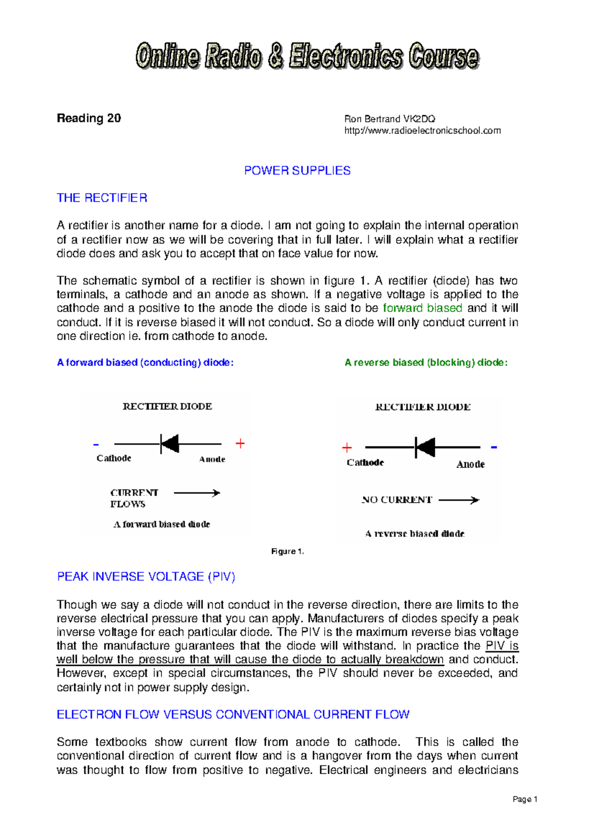 20 - Power Supplies - Description about BEE topics - Reading 20 Ron ...