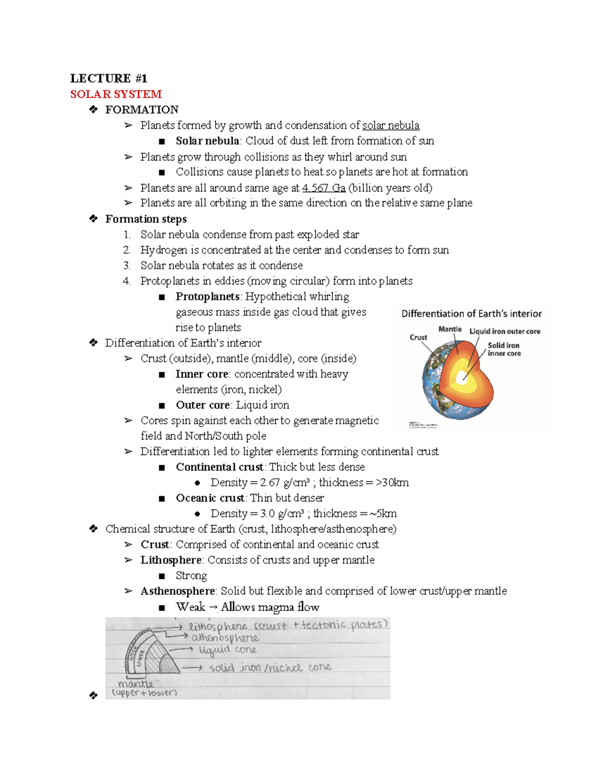 GEOL 107 - Final Study Guide - LECTURE SOLAR SYSTEM FORMATION Planets formed by growth and - Studocu