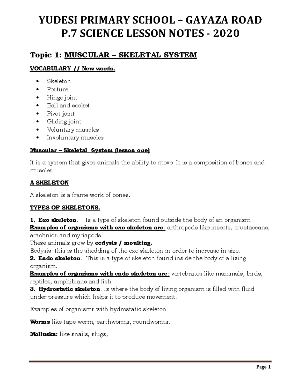 P7 -science notes- term 1 - YUDESI PRIMARY SCHOOL – GAYAZA ROAD P ...