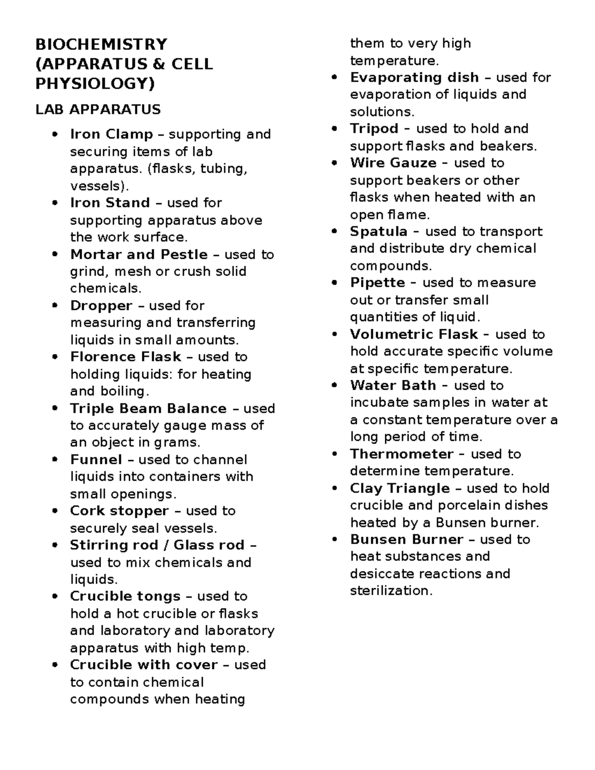 Biochemistry (APPARATUS & CELL) - BIOCHEMISTRY (APPARATUS & CELL ...