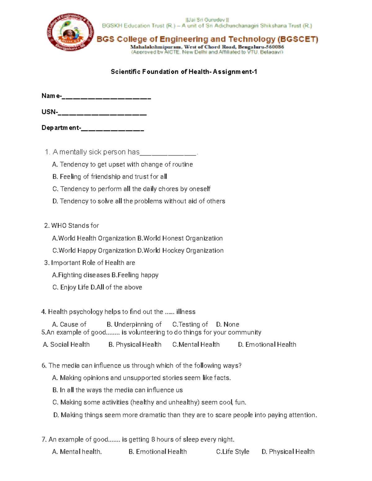 SFH-Assignment-1-Hardcopy - Scientific Foundation of Health- Assignment ...