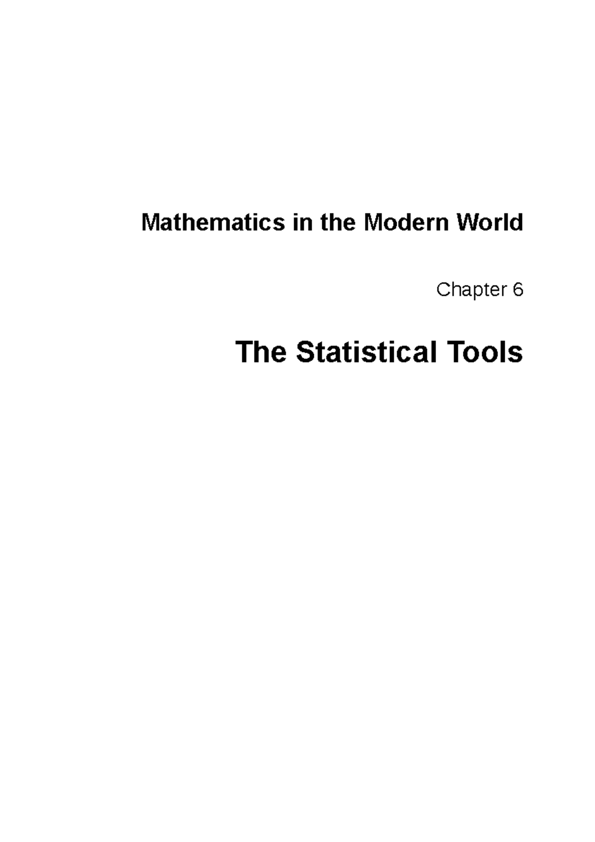 4 - Lecture Notes - Mathematics in the Modern World Chapter 6 The ...