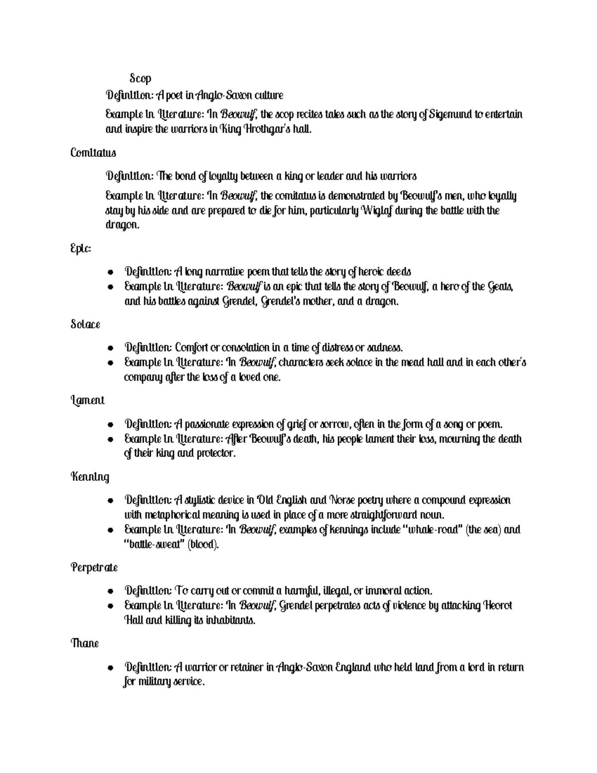 Vocab 3 - nope - Scop Definition: A poet in Anglo-Saxon culture Example ...