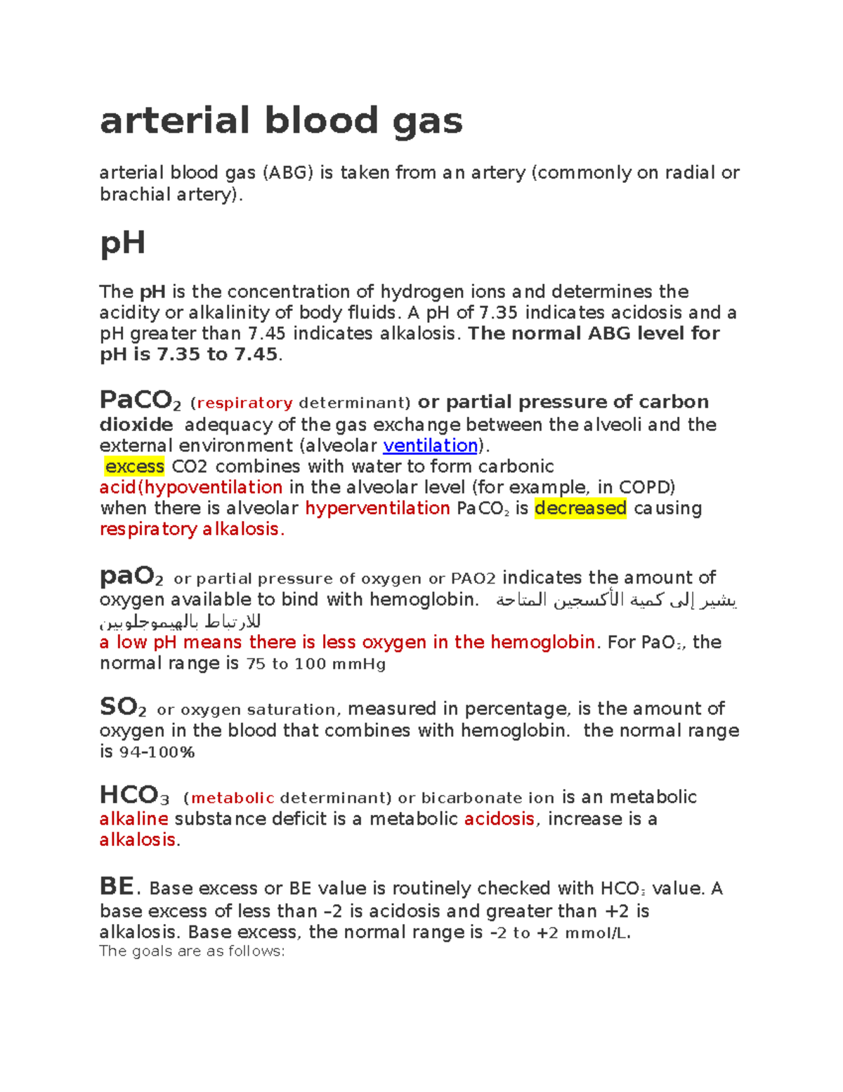 ABG'S - arterial blood gas arterial blood gas (ABG) is taken from an ...