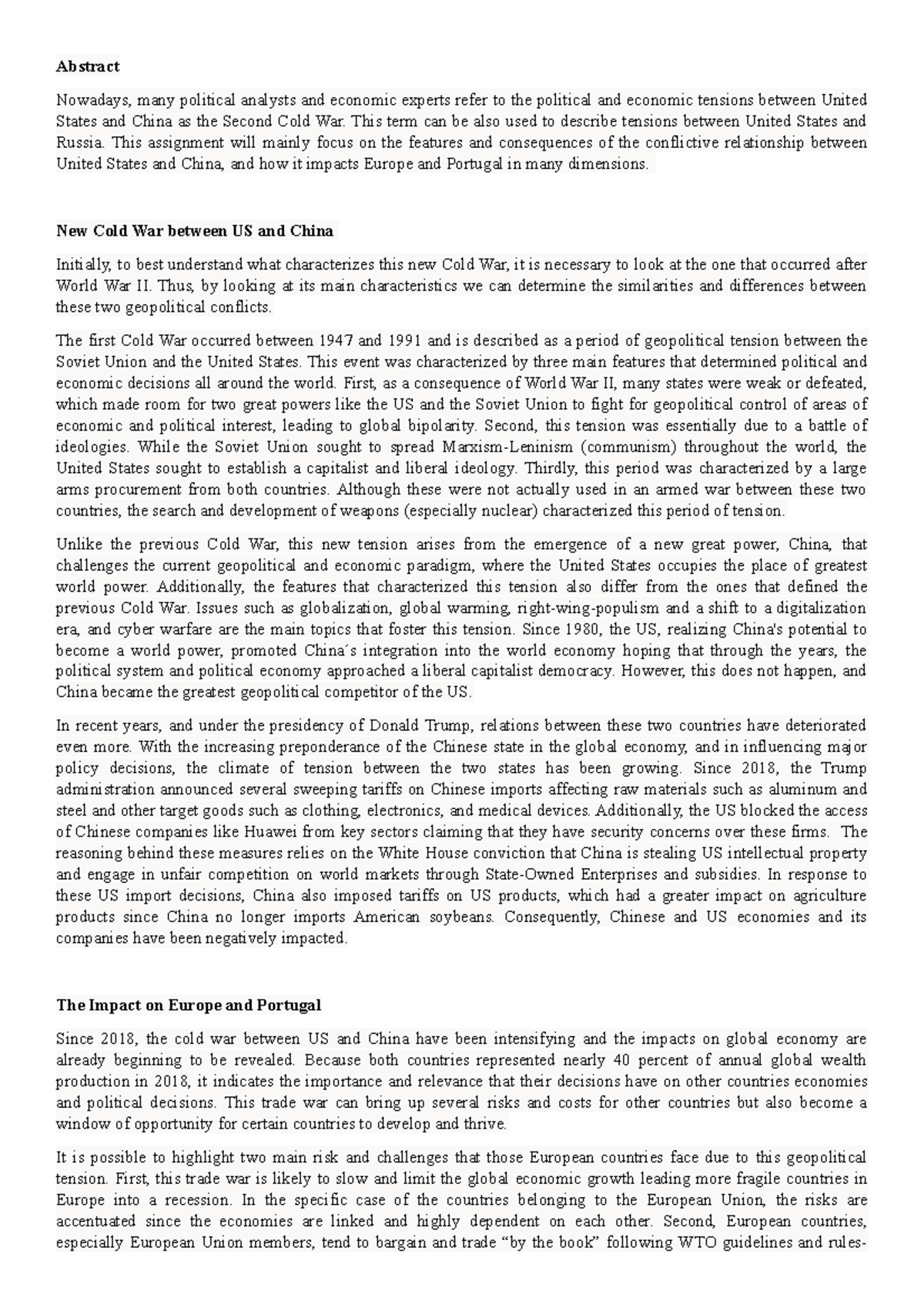 Cold War- anlysis of the cold war and the its history - PHI 432 - Cairn ...