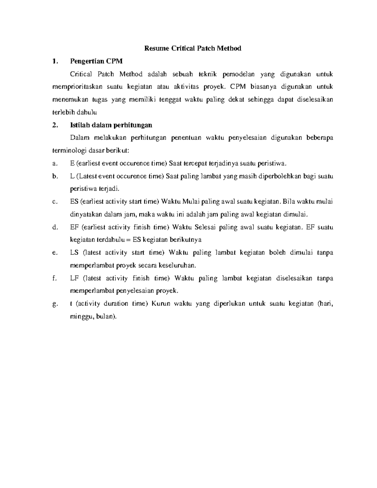 Resume Critical Path Method - Resume Critical Patch Method Pengertian CPM Critical Patch Method ...