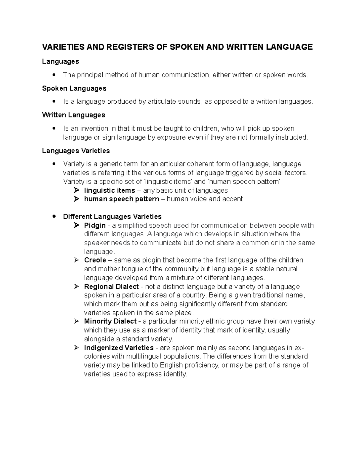 Varieties AND Registers OF Spoken AND Written Language VARIETIES AND