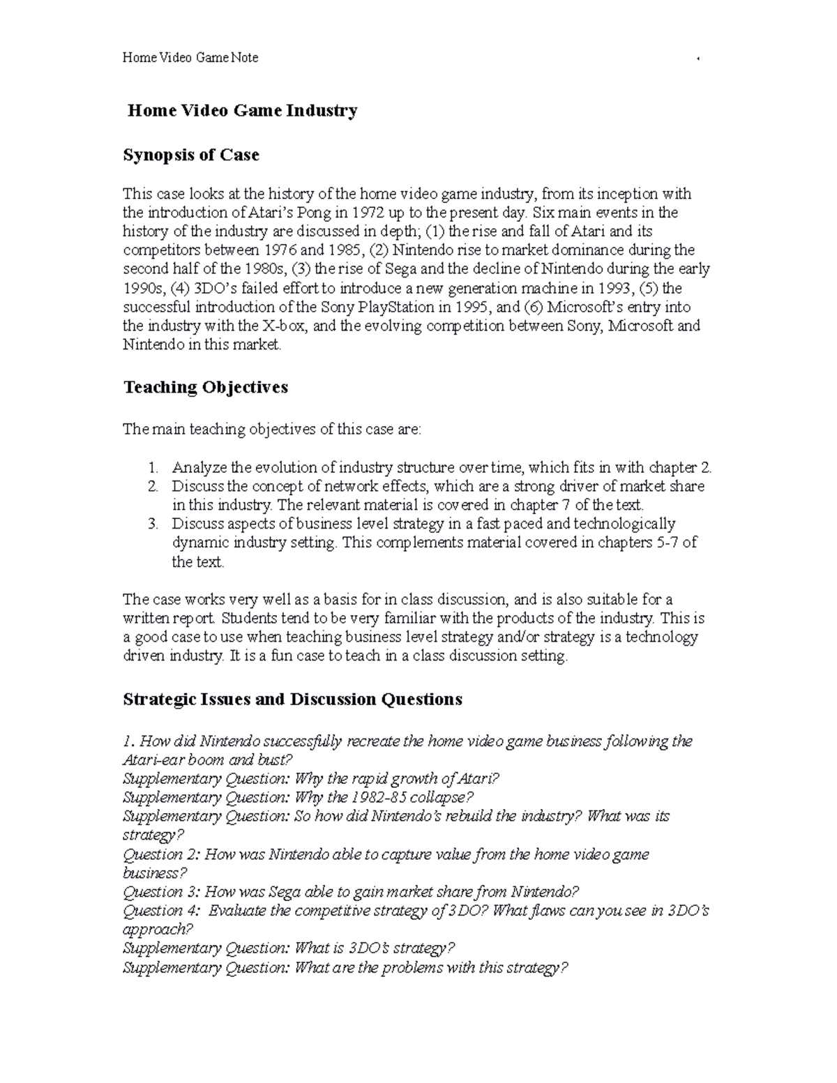 Home Video Game Industry - Home Video Game Note Home Video Game ...