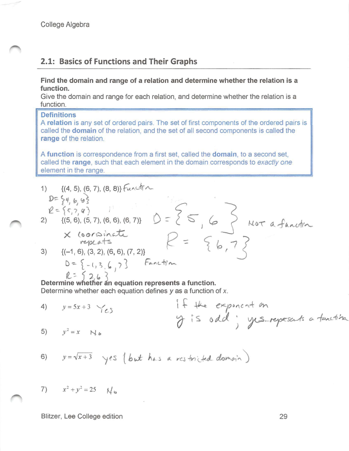 Basics of Functions and Their Graphs 2.1 notes - MATH 1314H - Studocu