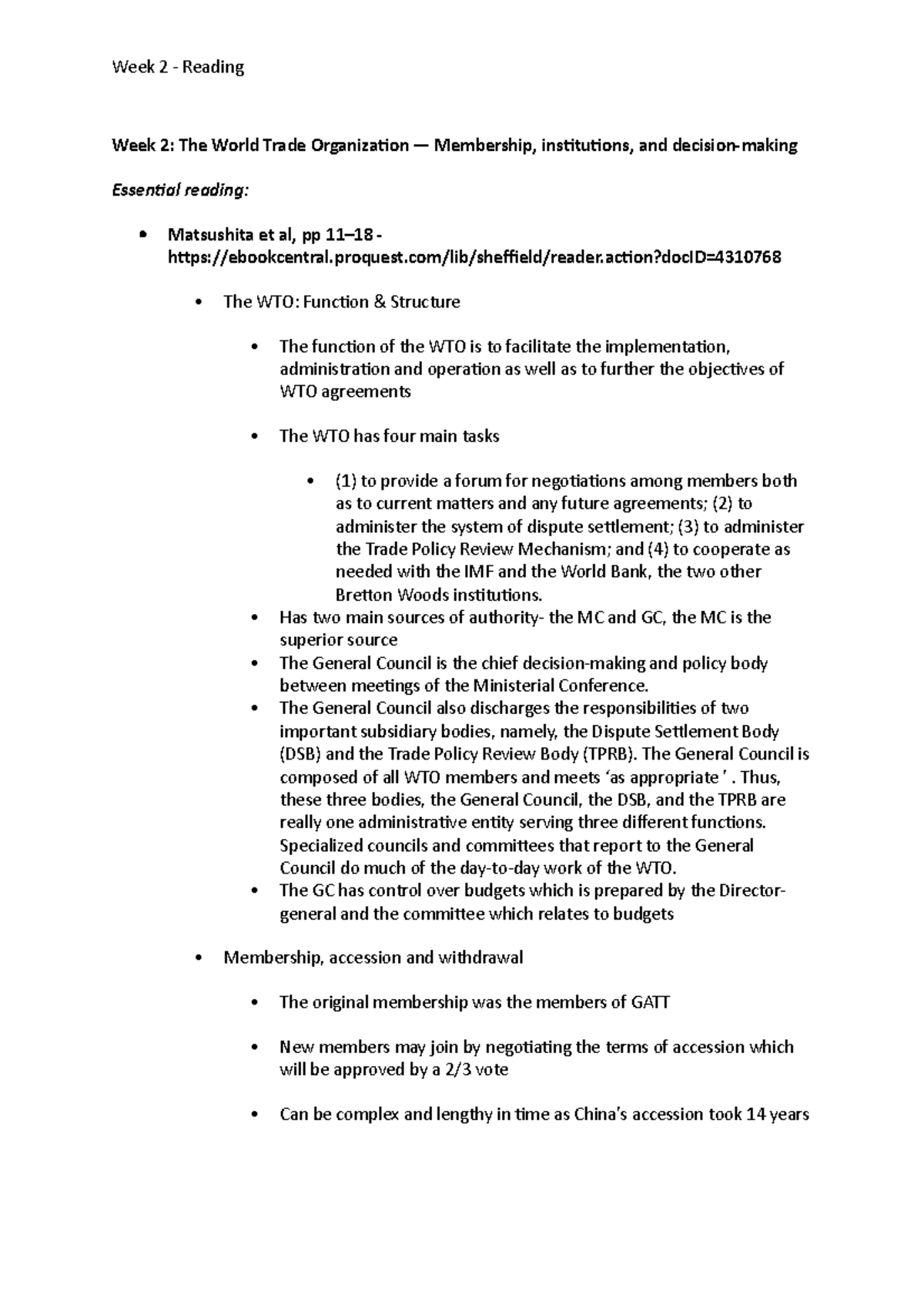 Lecture 2 - Reading - Week 2: The World Trade Organization — Membership ...