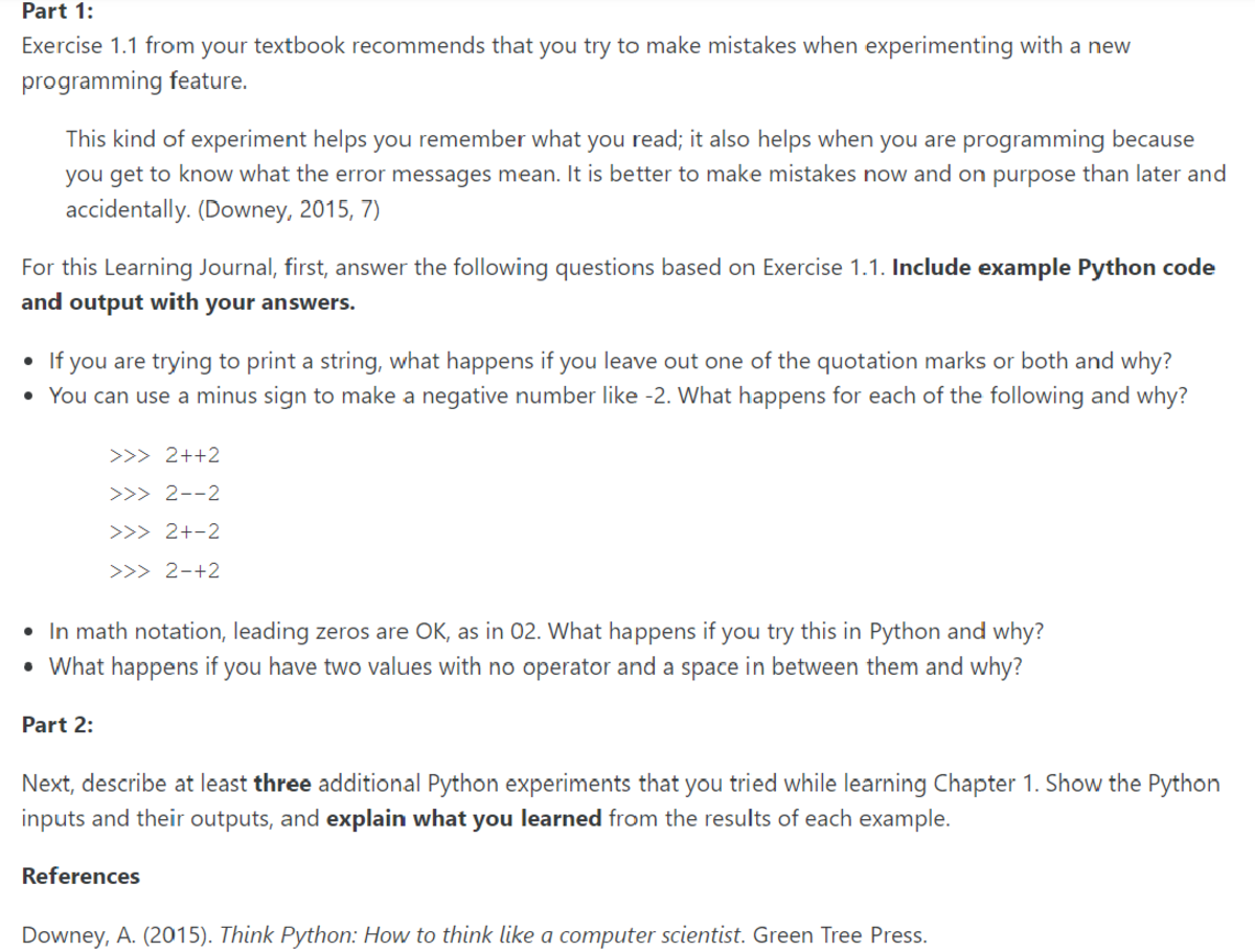 Learning Journal Unit 1 - CS1101 - UoPeople - Studocu