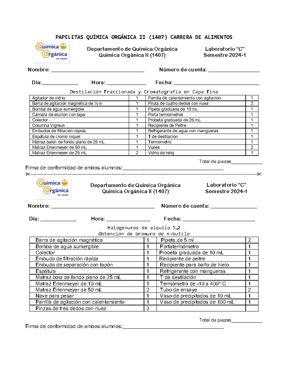 Papetas 2024 - Material de Apoyo Química Orgánica II (QA) - PAPELETAS ...