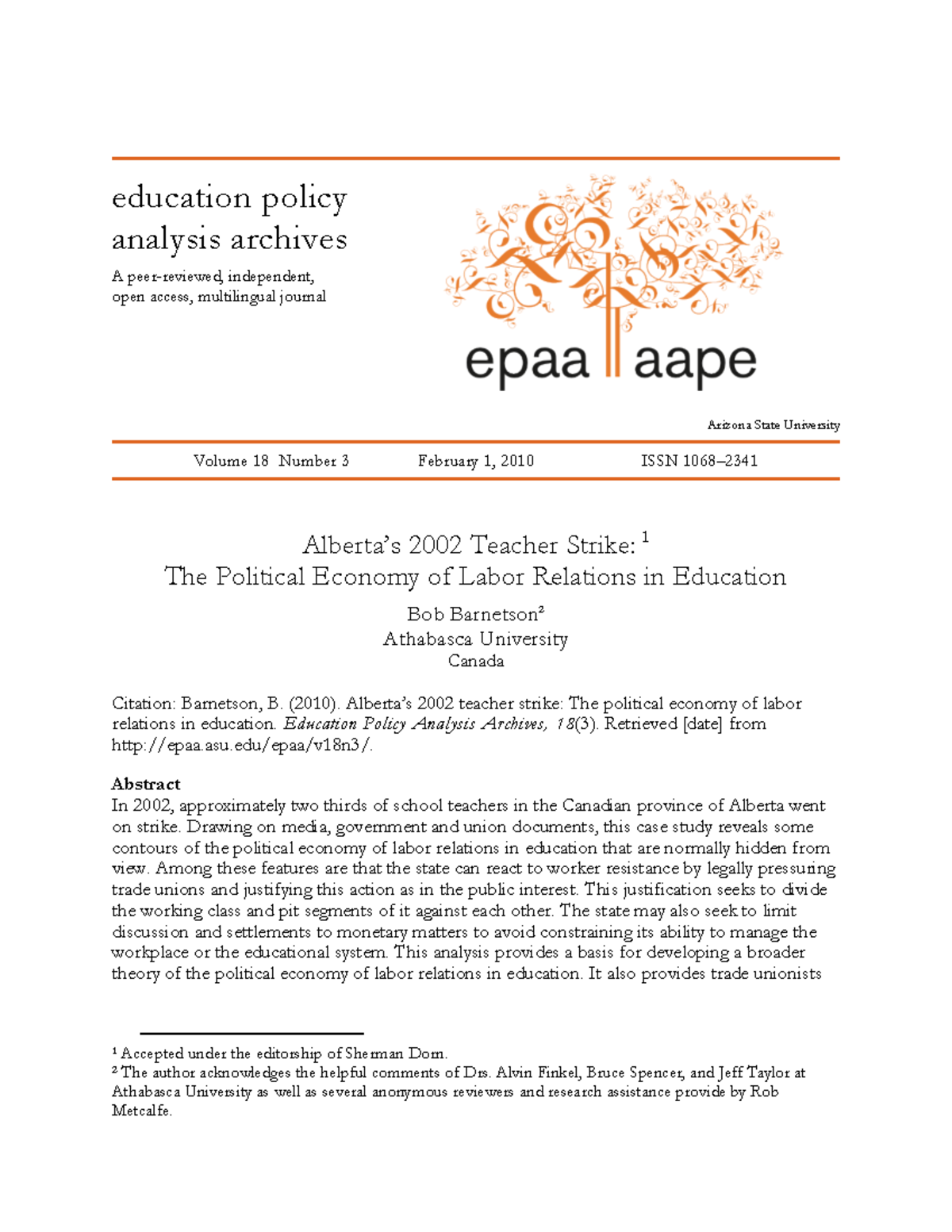 The Political Economy of Labor Releations in Education - education ...