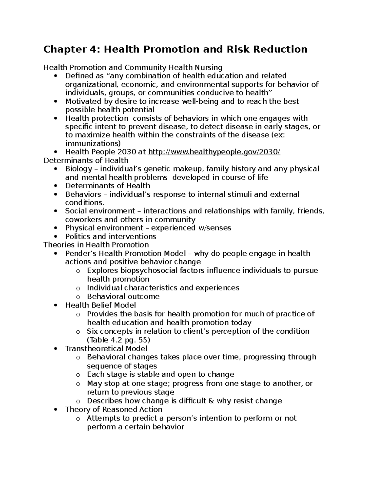 Chapter 4 Health Promotion - Chapter 4: Health Promotion and Risk ...