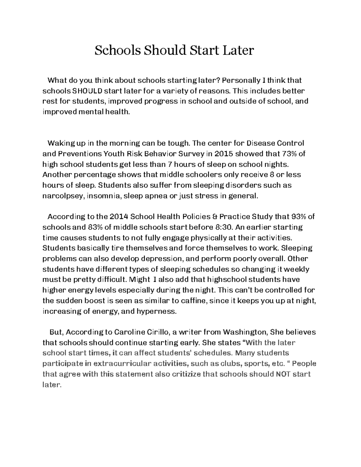 Schools Should Start Later - This includes better rest for students ...