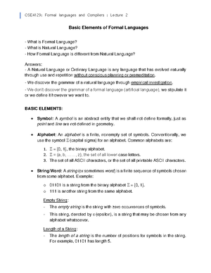 2. LN2 FL1 Basic Elements of FL - CSE4129: Formal languages and ...