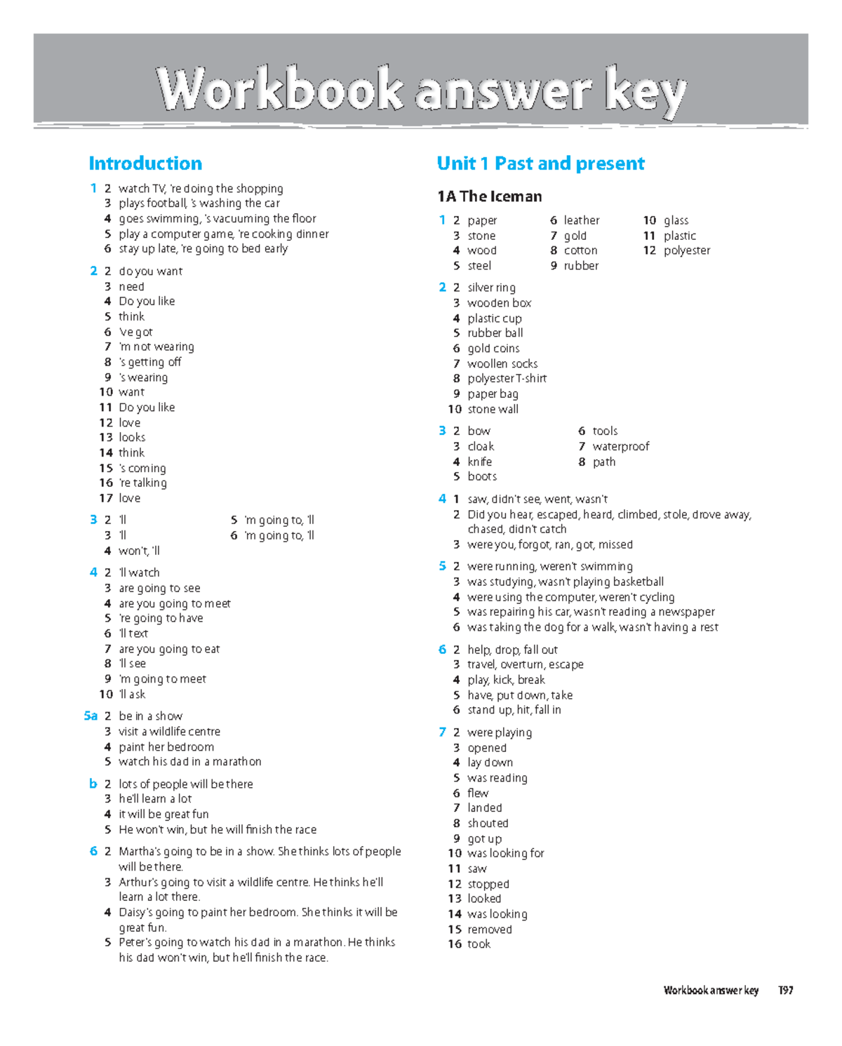 Pdfcoffee - Fhrbtbhttth - T Workbook answer key Workbook answer key Introduction 1 2 watch TV ...